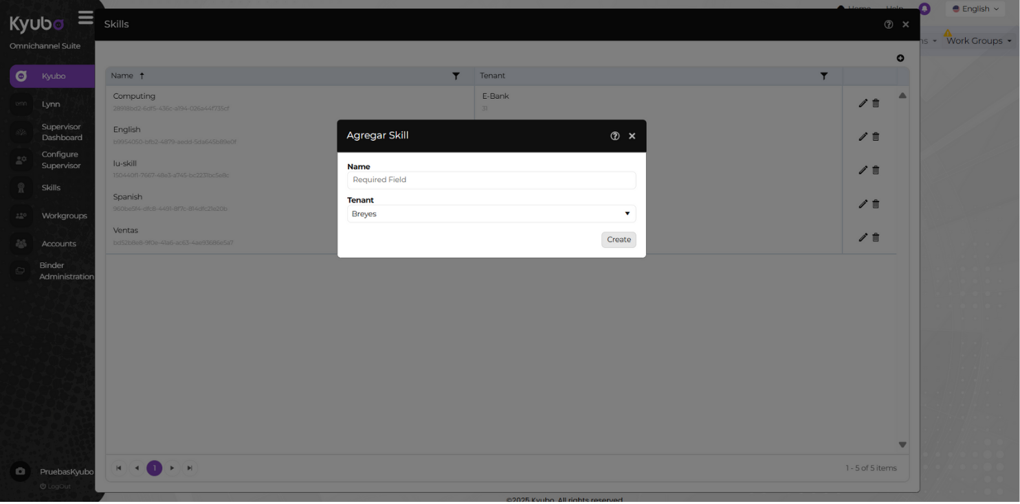Habilidad o Skill de agente en Kyubo | Documentación Kyubo